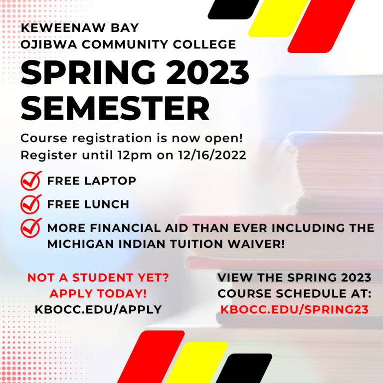 Spring 2023 Schedule - Keweenaw Bay Ojibwa Community College
